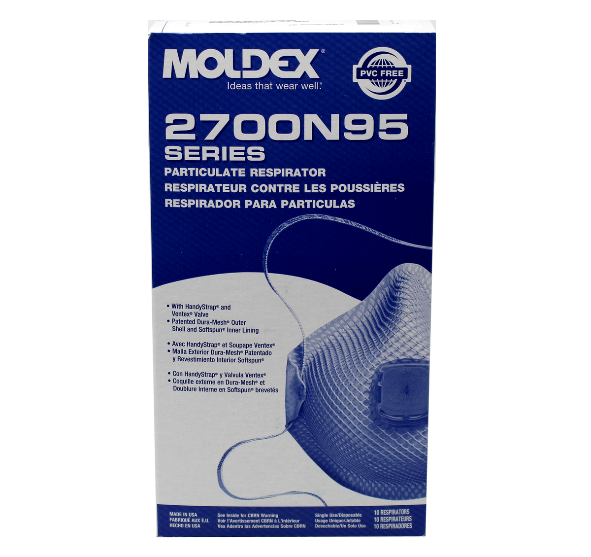 Moldex 2700N95 N95 NIOSH Respirator, Valve Face Mask, Medium, Box of 1 ...